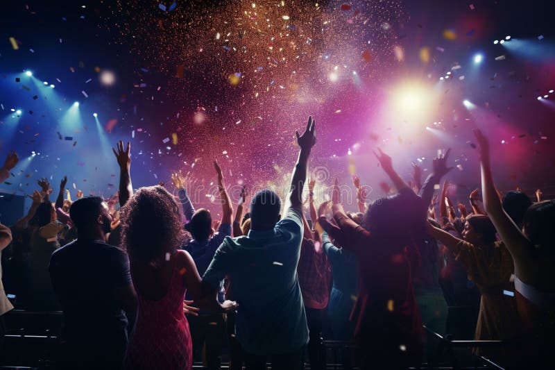 Celebration Scene with Diverse People Dancing Stock Illustration ...