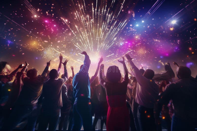 Celebration Scene with Diverse People Dancing Stock Illustration ...