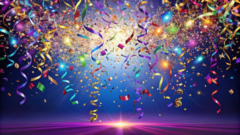 Celebration Scene Festive Confetti and Streamers Exploding with Joy ...