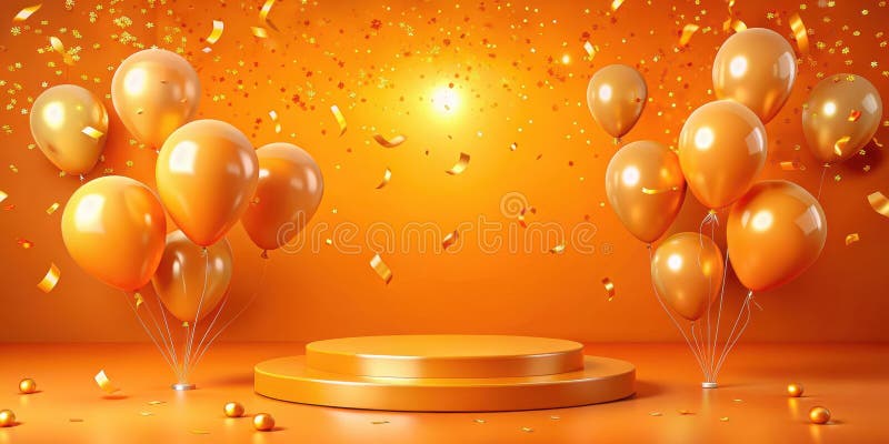 Celebration Scene with Orange Balloons and a Podium. Generative AI ...