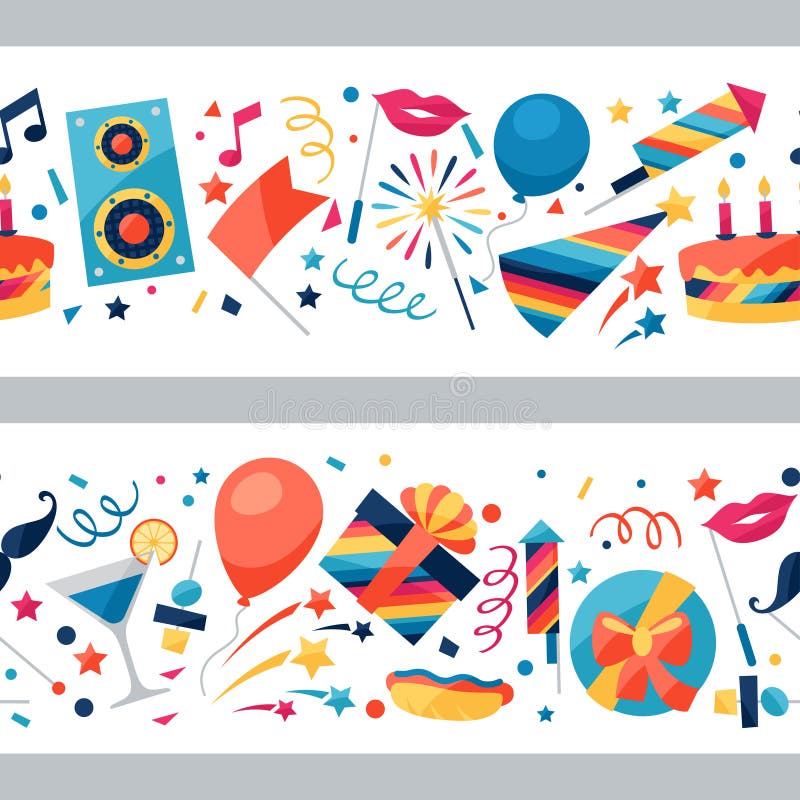 Celebration Seamless Pattern with Party Icons and Stock Vector ...