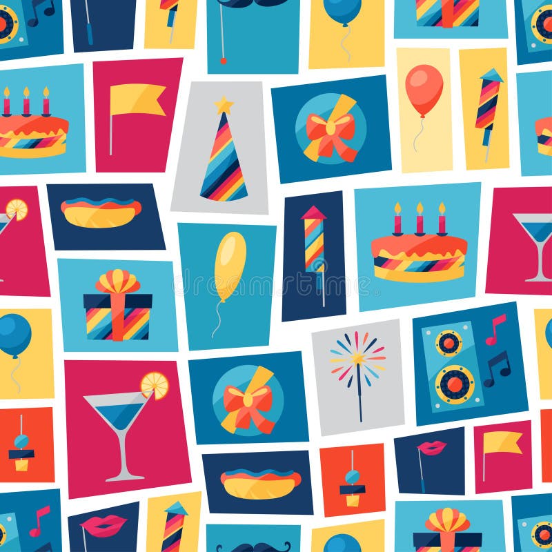 Celebration Seamless Pattern with Party Icons and Stock Vector ...