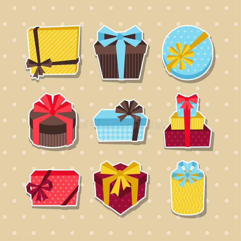 Celebration Sticker Icon Set of Colorful Gift Stock Vector ...