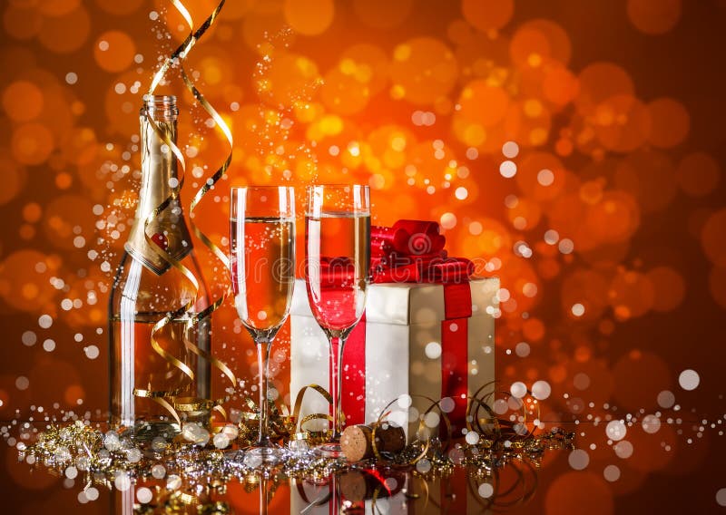 Celebration Still Life -two Glasses with Wine Stock Image - Image of ...