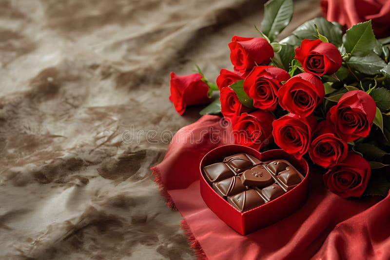 Celebration Style of Valentine Day Roses and Chocolate Stock Image ...