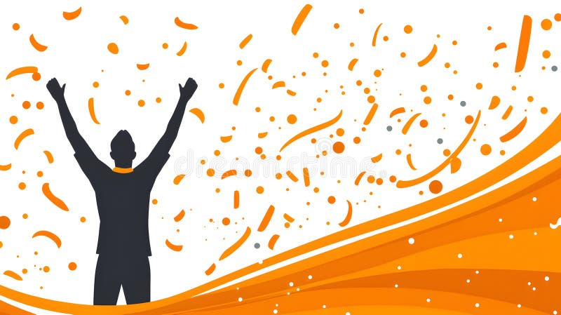 Celebration of Success with Dynamic Orange Patterns Stock Illustration ...