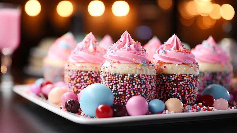 Celebration of Sweet Food Dessert Indulgence Multi Colored Decoration ...