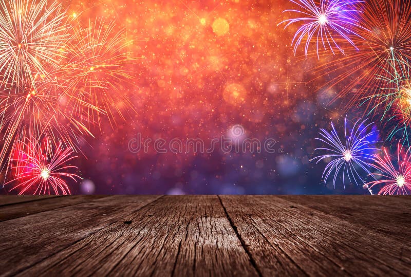 Celebration Table with Fireworks Colorful Celebration Background Stock ...