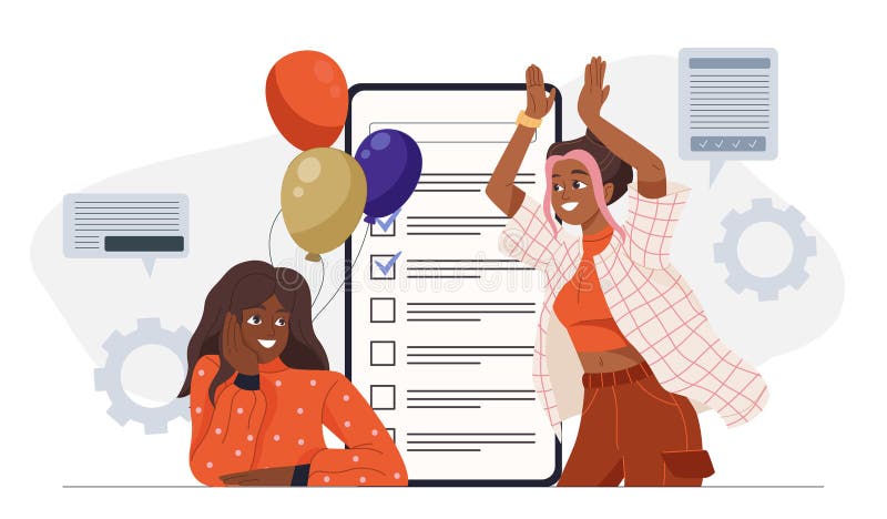 Celebration of Task Completion. Vector Illustration Stock Illustration ...