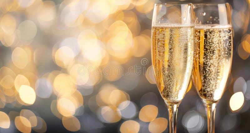 Celebration Toast with Bubbly Drinks Against a Twinkling Background ...