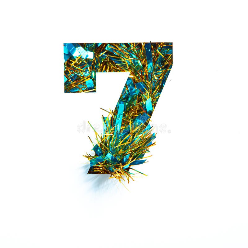 Celebration Typeface, Shiny Number Seven of Glittering Tinsel, Paper ...