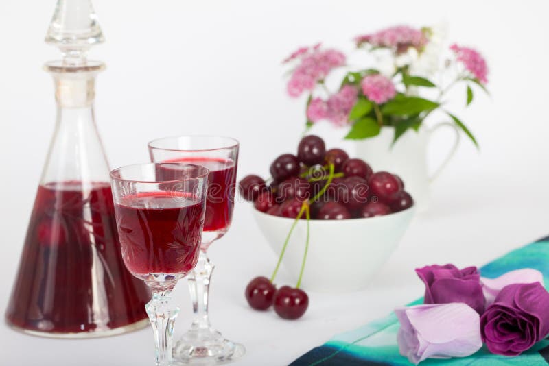 Celebration of Valentine Day with Cherry Brandy Stock Image - Image of ...