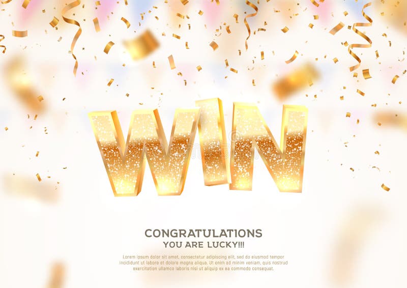 Celebration of Win on Falling Down Confetti Background. Winning Vector ...