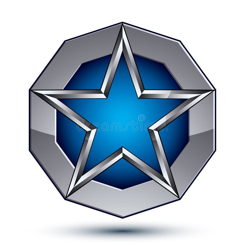 Celebrative Metallic Geometric Symbol, Stylized Pentagonal Blue Stock ...