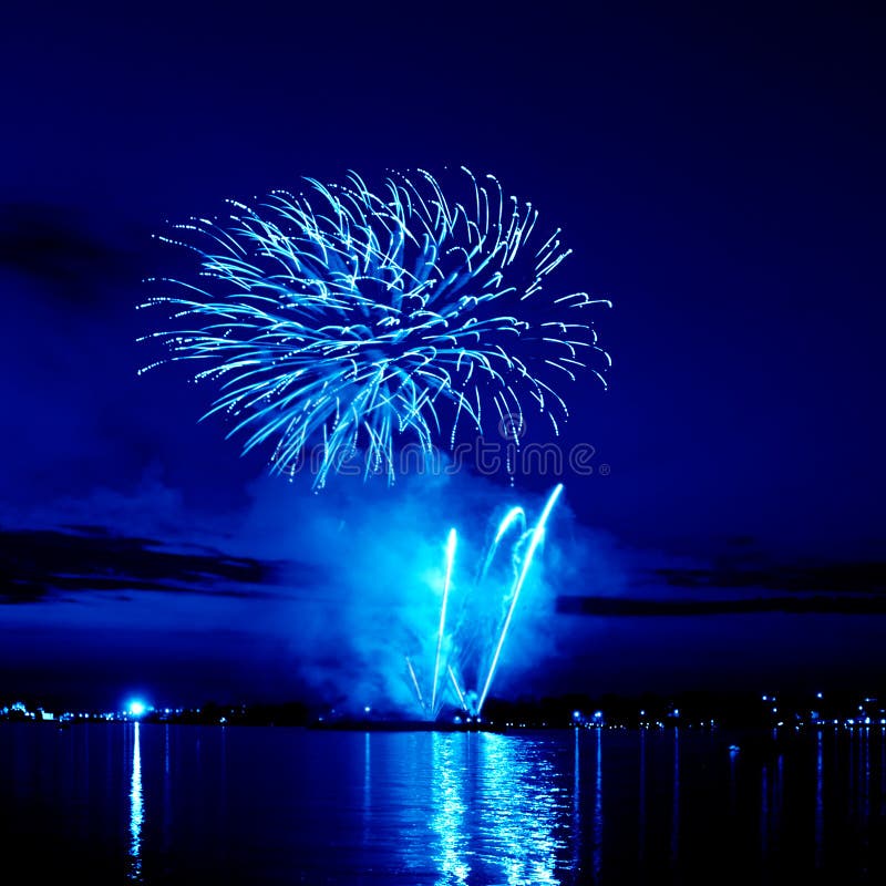 Celebratory blue firework stock image. Image of independence - 36082527