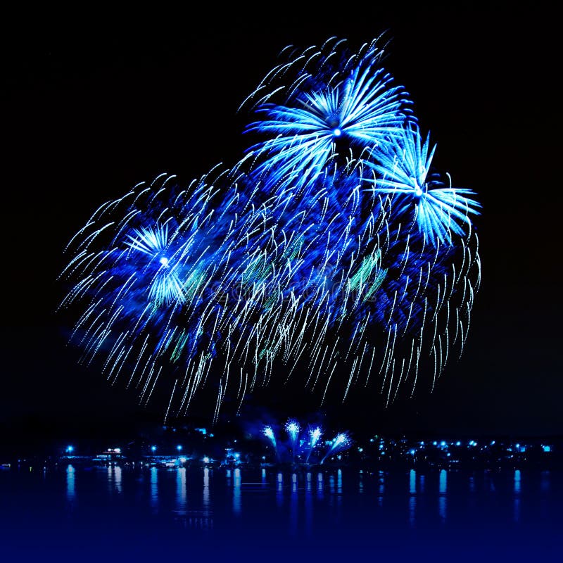 Celebratory blue firework stock image. Image of flashes - 63023007