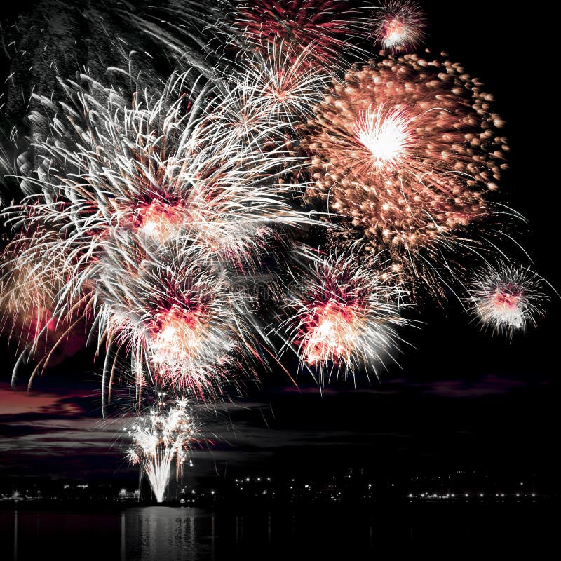 Celebratory Firework in Sky Stock Photo - Image of display, celebration ...