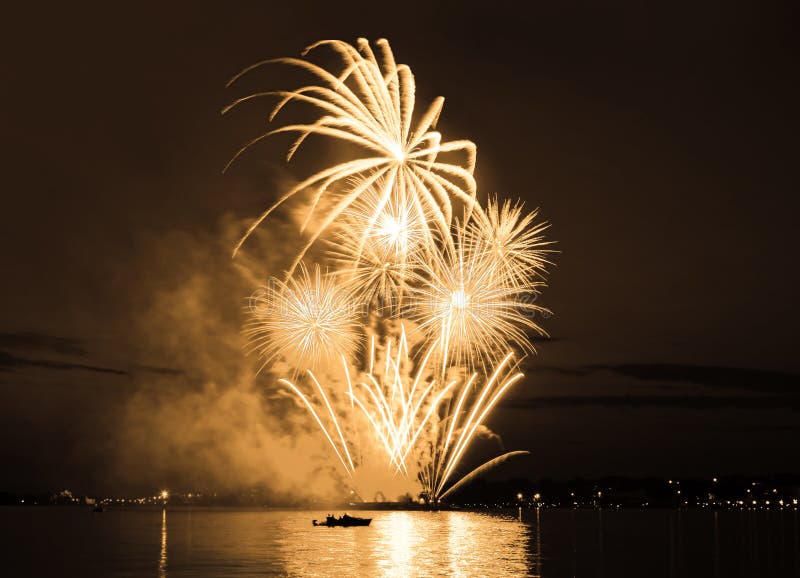 Celebratory Bright Firework in Sky Stock Photo - Image of heavens ...