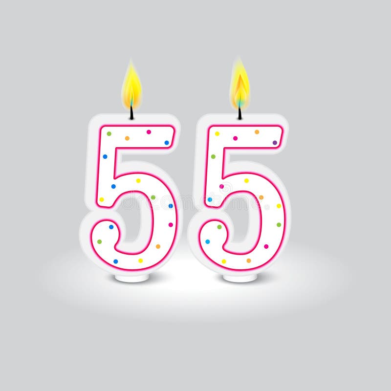 Celebratory 55 Candle Numbers. Bright Birthday Concept. Vector ...
