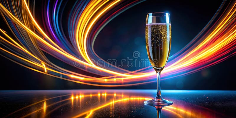A Celebratory Champagne Flute, Sparkling with Effervescence, Rests on a ...