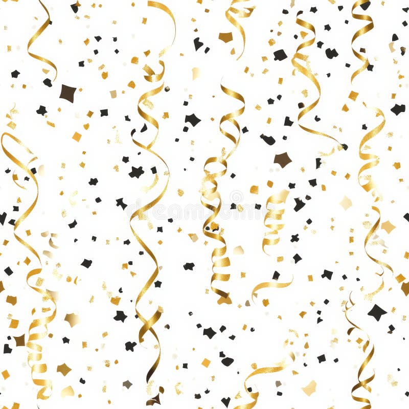 A Celebratory Confetti and Streamer Pattern with Shimmering Gold ...