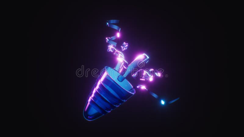 Celebratory Fireworks with Dark Neon Light Effect, 3d Rendering Stock ...