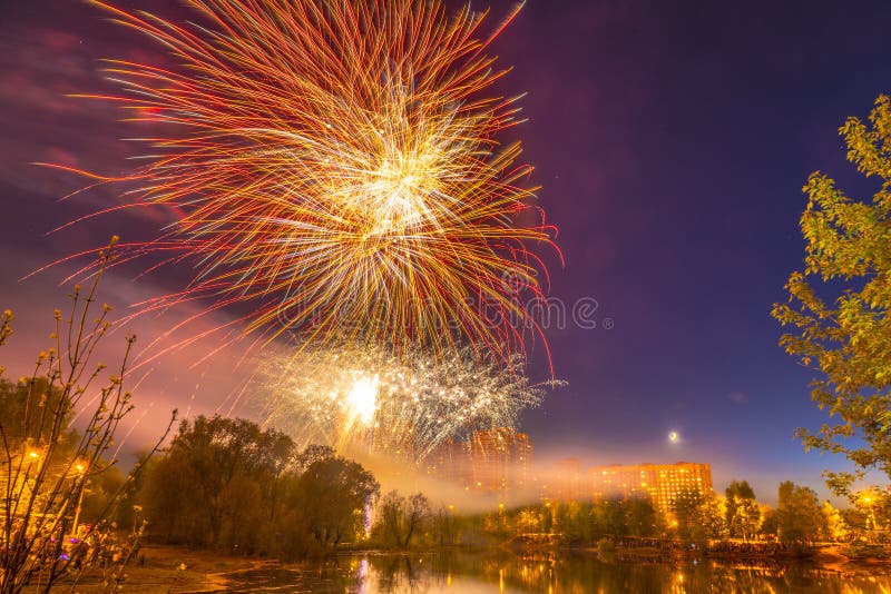Celebratory Fireworks in the Form of Flashes of Unusual Shapes Stock ...