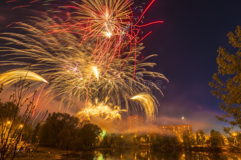 Celebratory Fireworks in the Form of Flashes of Unusual Shapes Stock ...