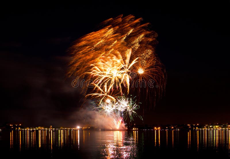 Celebratory Golden Firework Stock Photo - Image of heavens, flash: 35562502