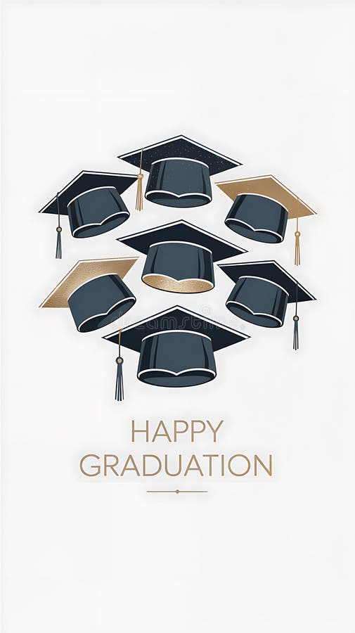 Graduation Caps Arranged in a Circle with Happy Graduation Message ...