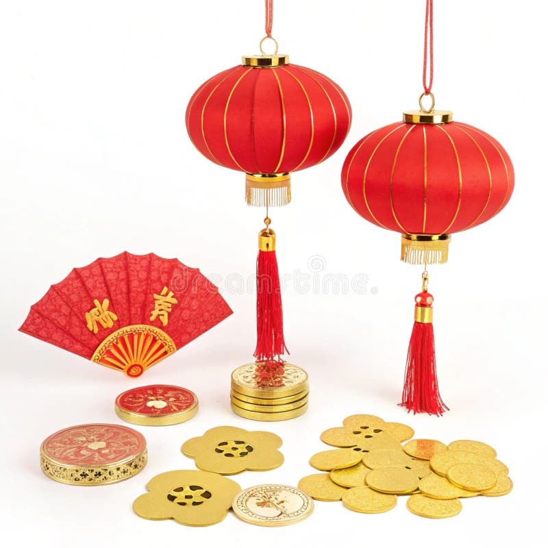 Celebratory Lunar Set Isolated on Transparent Background Stock ...