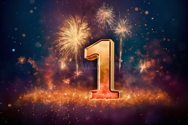 Celebratory Number One with Fireworks Display. Generative Ai Stock ...