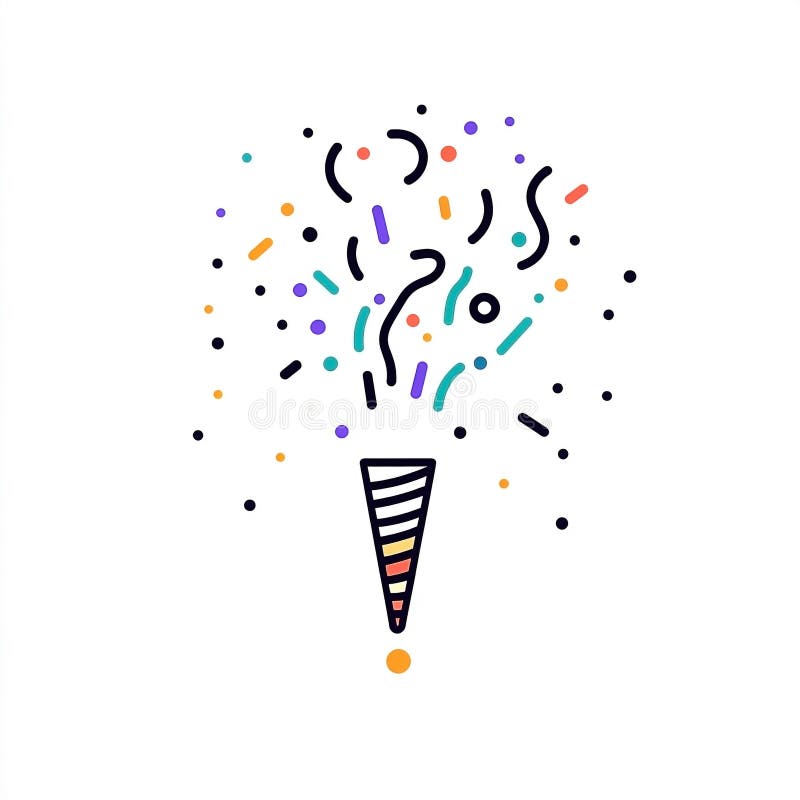 Celebratory Party Popper Icon with Confetti and Streamers Exploding ...
