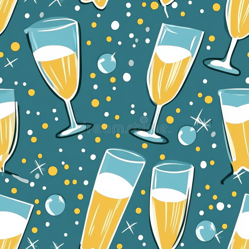 A Celebratory Pattern Featuring Champagne Popping, Glasses Clinking ...
