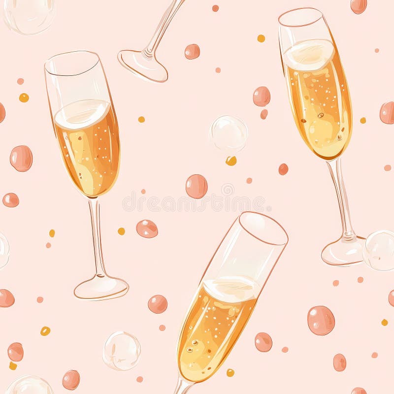 A Celebratory Pattern Featuring Champagne Popping, Glasses Clinking ...