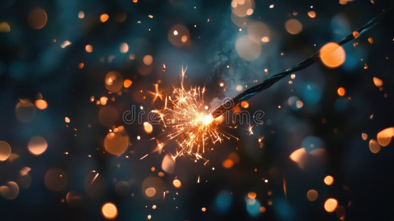 Celebratory Sparkler with Glowing Festive Lights Stock Illustration ...