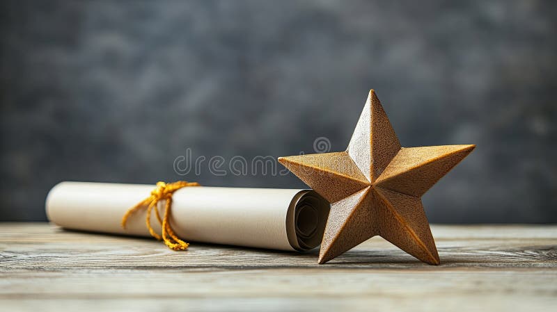 A Celebratory Star Banner Placed Next To a Rolled Diploma on a Clean ...