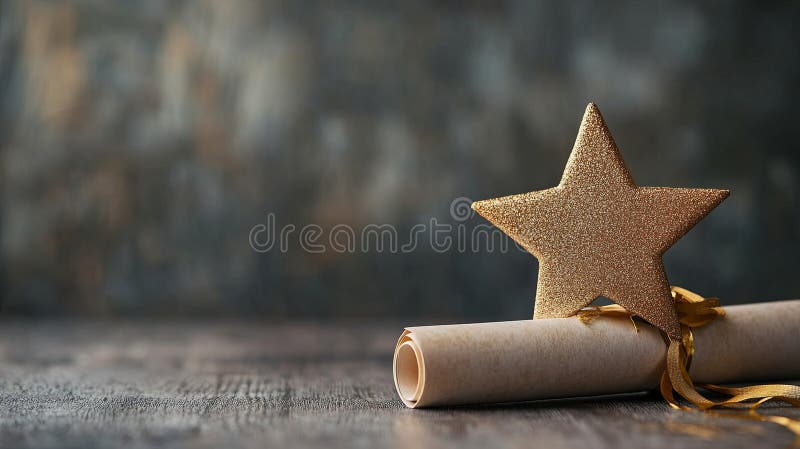 A Celebratory Star Banner Placed Next To a Rolled Diploma on a Clean ...