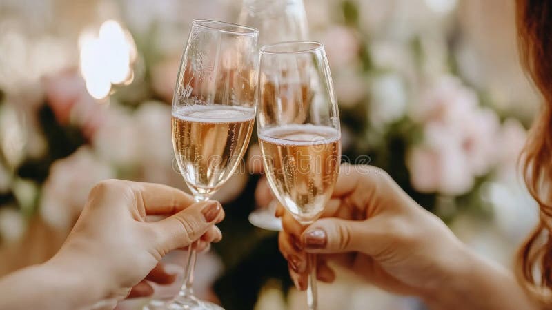 Celebratory Toast with Glasses of Sparkling Champagne Stock ...
