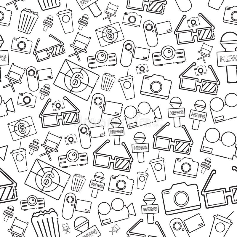 Celebrities Universal Movie Icons Line Pattern Stock Illustration ...
