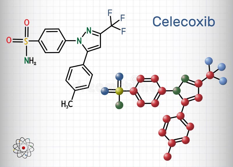 Celecoxib Molecule. it is Nonsteroidal Anti-inflammatory Drug NSAID ...
