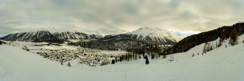 Celerina Panorama stock image. Image of cloud, snow, landscape - 37423311