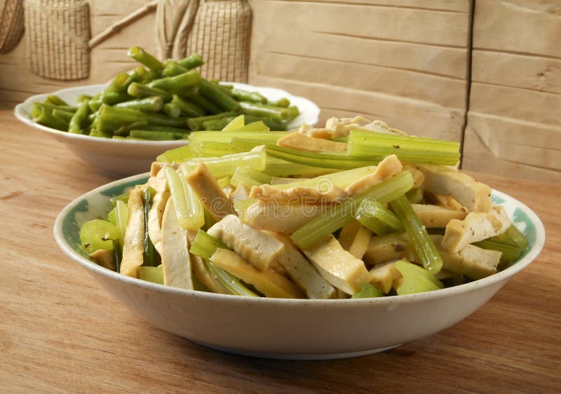 Celery Fried Hard Bean Curd Stock Photo - Image of green, soybean: 74682948