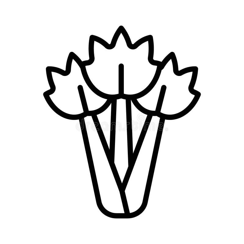 Celery Icon Linear Logo Mark in Black and White Stock Vector - Illustration of natural, editable ...