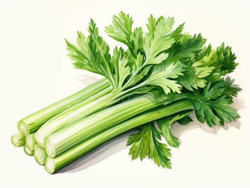 Celery Watercolor Style Isolated on White Background Stock Photo ...