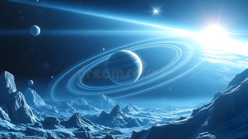 Celestial Alignment a Futuristic Cosmic Display in Glowing Orbits Stock ...