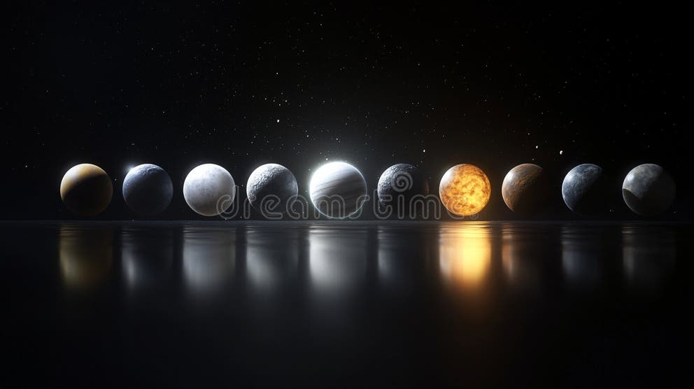 Celestial Alignment Planets in Space Realistic 3D Render Solar System ...