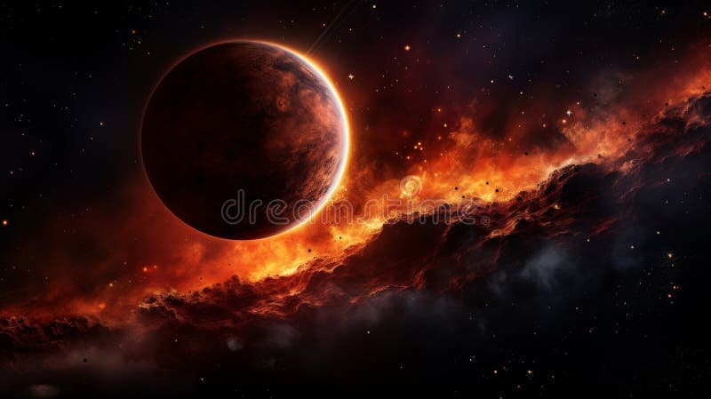 Celestial Axis a Planet or Star Centered in an Expansive Void of Space ...