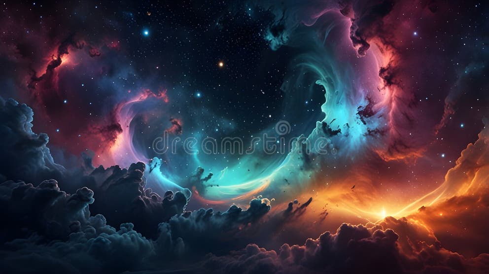 A Celestial Background with Gentle, Glowing Nebula Waves Stock ...
