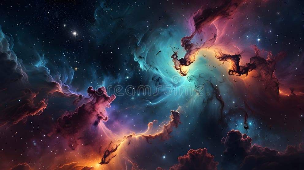 A Celestial Background with Gentle, Glowing Nebula Waves Stock ...